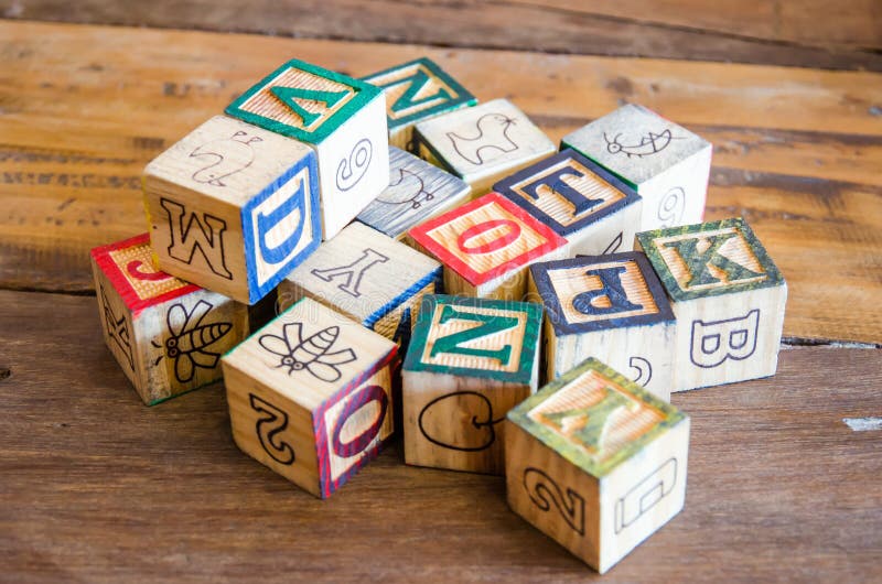 Wooden Blocks on Wooden Table Stock Image - Image of block, simple ...