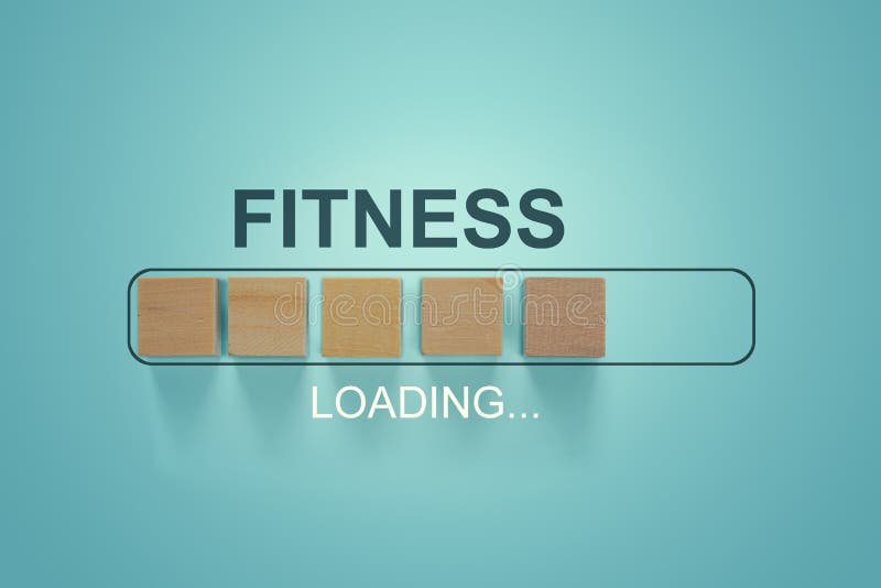 Wooden Blocks with the Word FITNESS in the Loading Bar Progress Concept ...