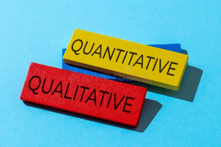 Wooden Blocks with the Word "QUANTITATIVE," and "QUALITATIVE". Stock ...