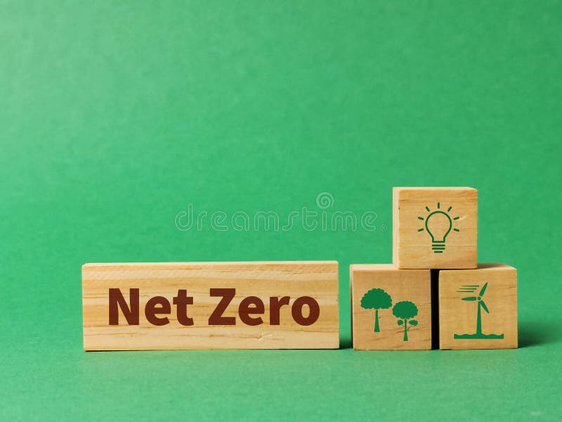 Wooden Blocks Written Net Zero with Icons. Net Zero Action Concept ...
