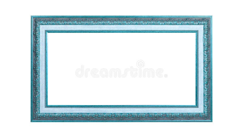 Wooden Blue Frame for Paintings. Isolated on White Stock Image - Image ...