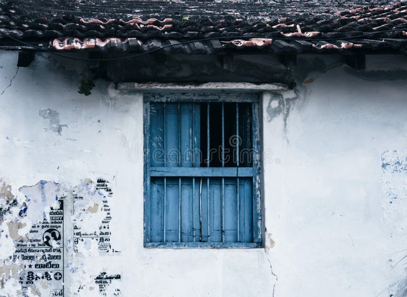 Wooden Blue Window on an Old Wall Stock Photo - Image of modern, europe ...