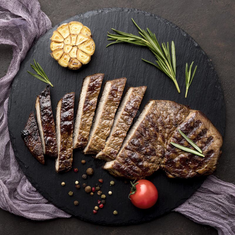 Wooden Board with Cooked Meat Photo Stock Photo - Image of roasted ...