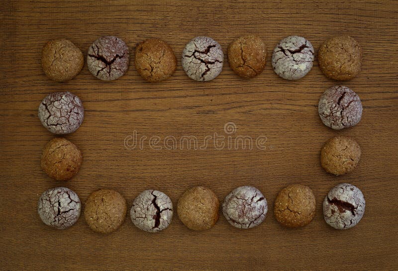 Wooden Board and Cookies Frame, Copy Space Stock Photo - Image of ...