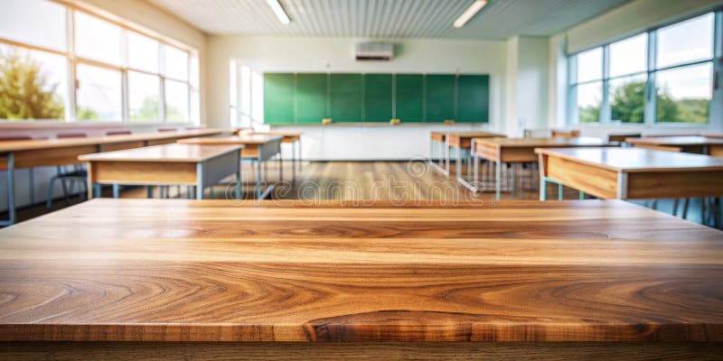 Wooden Board Empty Table Background Background of the Empty Classroom ...