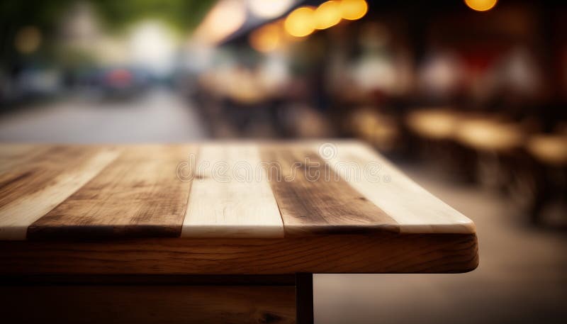 Wooden Board Empty Table Top on of Blurred Background. Generative Ai ...