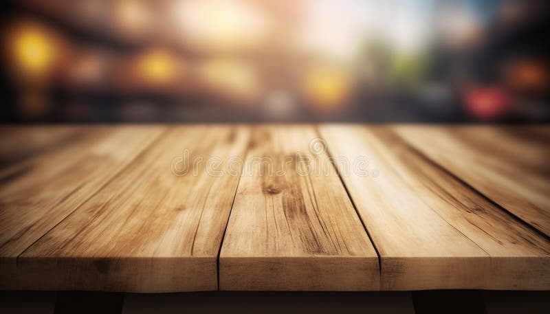 Wooden Board Empty Table Top on of Blurred Background. Generative Ai ...