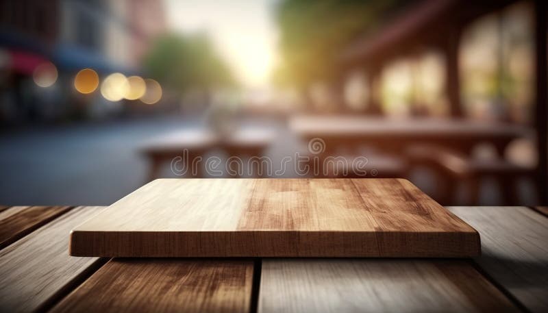 Wooden Board Empty Table Top on of Blurred Background. Generative Ai ...