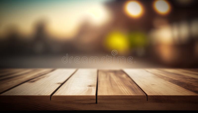 Wooden Board Empty Table Top on of Blurred Background. Generative Ai ...