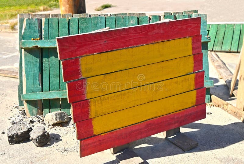 Road work fence stock image. Image of beware, dirt, roadside - 236399183