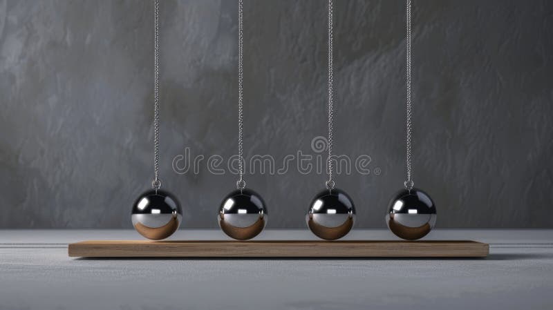 Wooden Board with Four Silver Balls Hanging from it Stock Image - Image ...