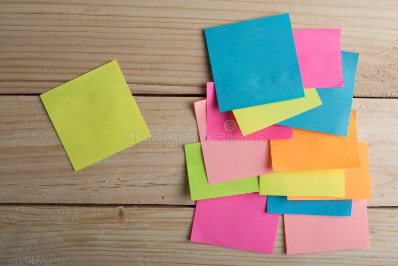 Wooden Board with Note Stickers Stock Image - Image of blue, wood ...