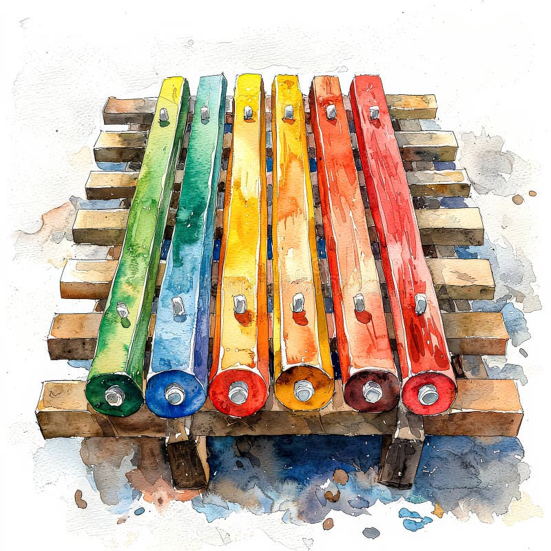 Wooden Board with a Row of Colorful Wooden Blocks on it Stock Image ...