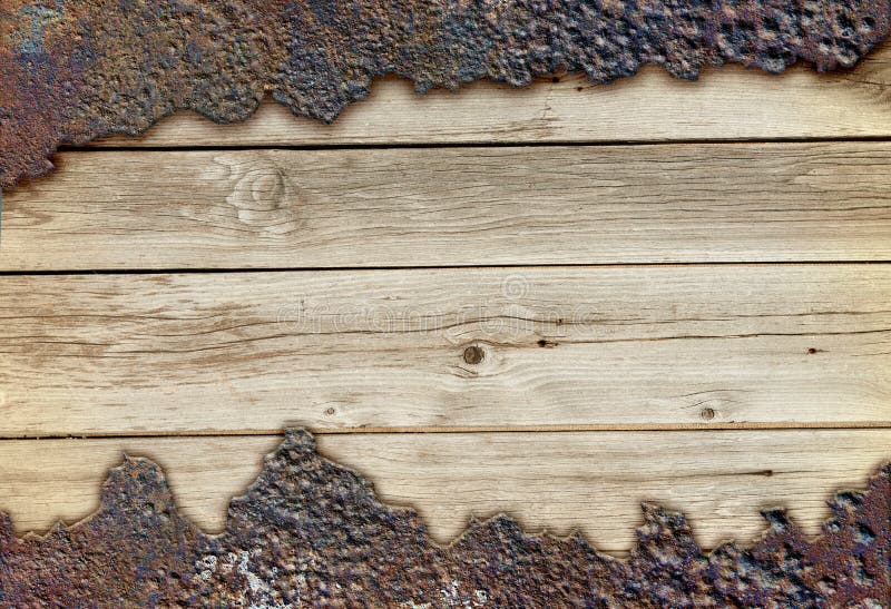 Wooden Board among Rusty Metal Stock Image - Image of nature, crack ...