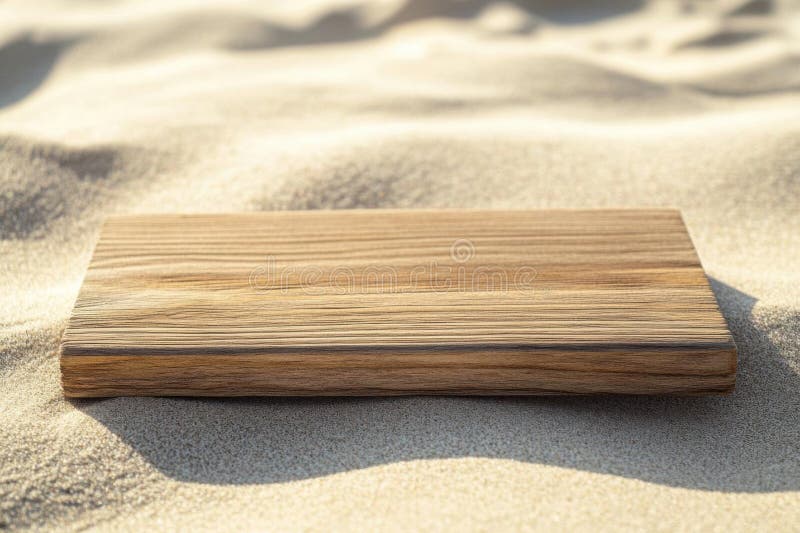 Wooden Board on Sand in Soft Light for Summer Display Product Concept ...