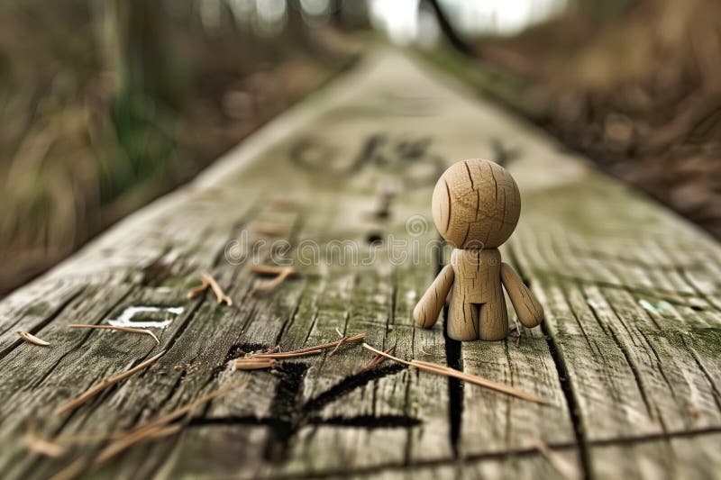 Wooden Board with a Small Wooden Figure on it Stock Illustration ...