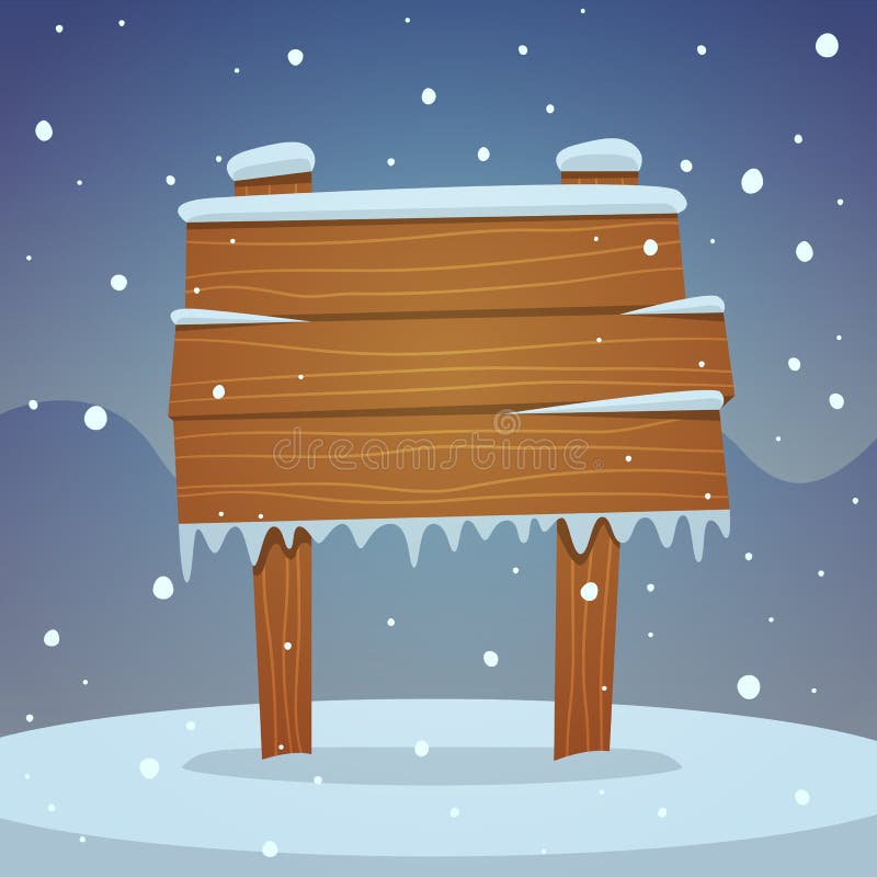Wooden board in snow stock vector. Illustration of nature - 52680579