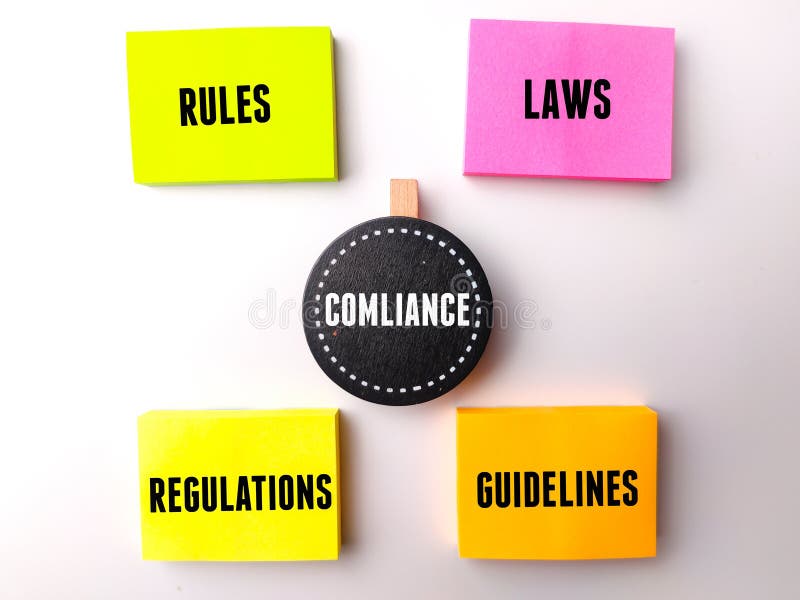 Wooden Board and Sticky Note with Word RULES LAWS REGUALTIONS ...
