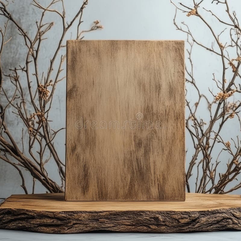 Wooden Board on the Table. Template for Display of Product Stock ...