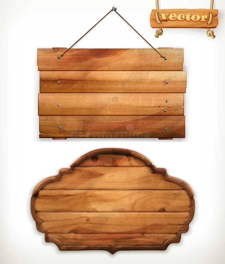 Wooden Board, Old Wood Vector Set Stock Vector - Illustration of ...