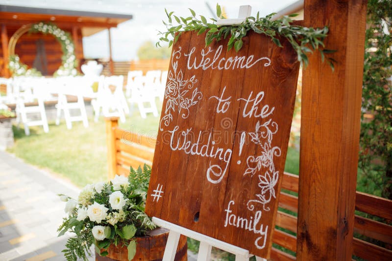 Wooden Board with Welcome Sign. Celebration Can Start Stock Photo ...