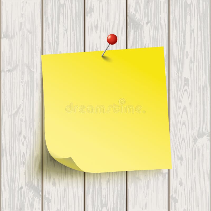 Wooden Board Yellow Sticker Thumbtack Stock Vector - Illustration of ...