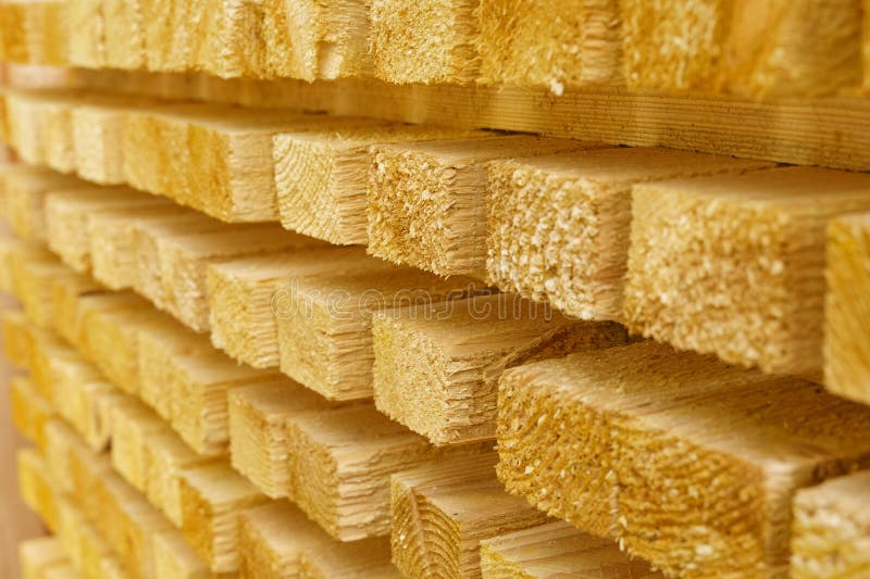 Wooden Boards, Bars Close-up in a Lumber Warehouse. Stock Image - Image ...