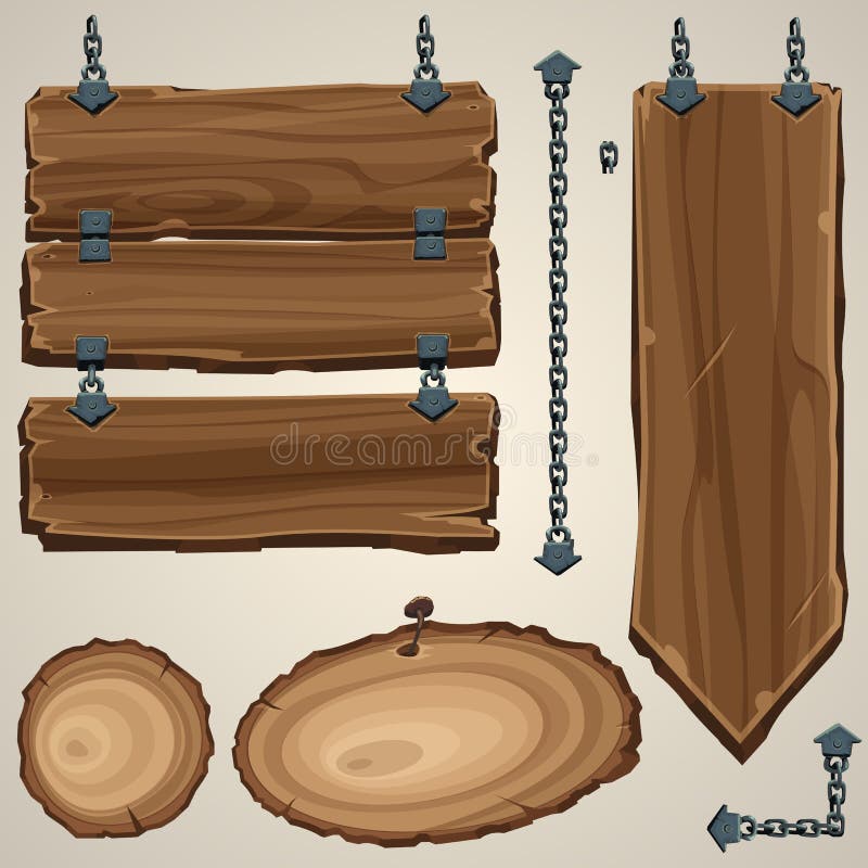 Wooden boards with chain stock vector. Illustration of hanging - 47551310