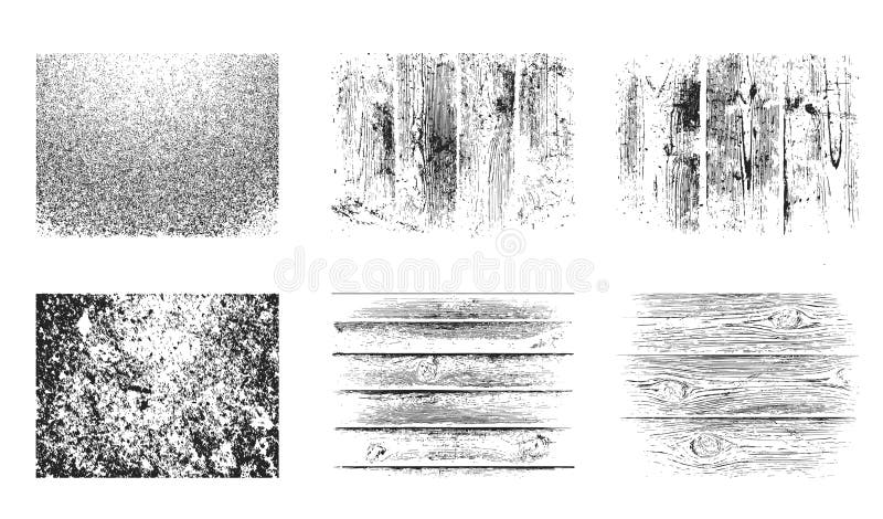 Wooden Boards and Grunge Noise Texture Set. Black Abstract Background ...