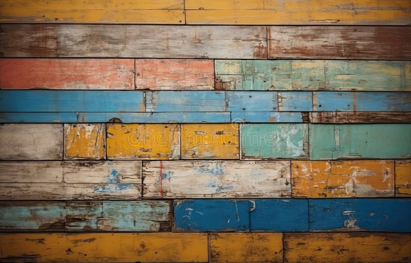 Wooden Boards with Painted Colors. Rustic Wall Planks Stock Photo ...