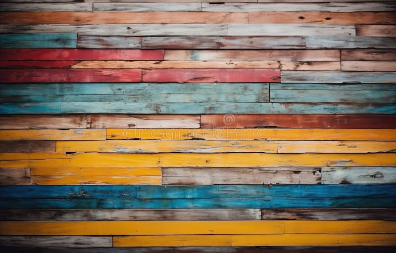 Wooden Boards with Painted Colors. Rustic Wall Planks Stock Photo ...