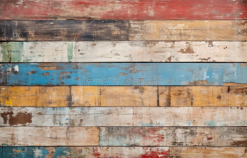 Wooden Boards with Painted Colors. Rustic Wall Planks Stock Image ...