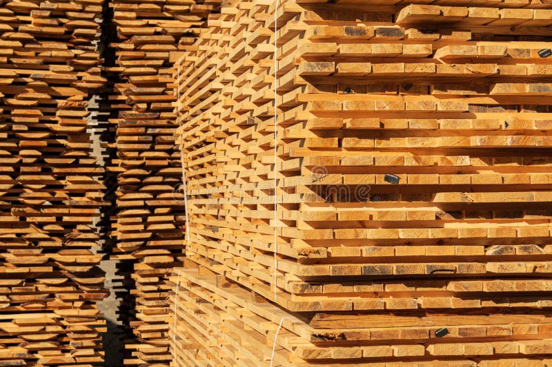 Wooden Boards at the Sawmill. Stack of Lumber of a Wooden Board from a ...