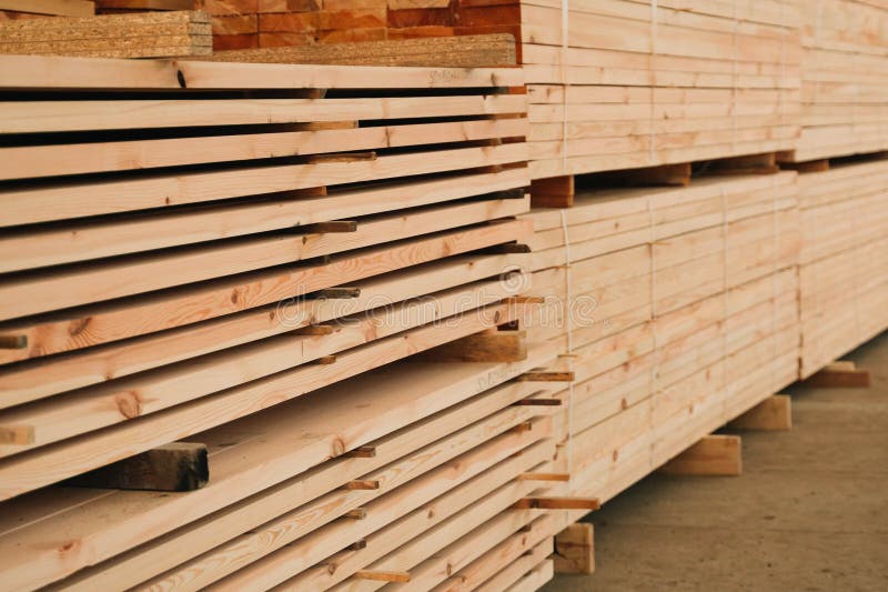 Wooden Boards in a Warehouse of Building Materials Stock Photo - Image ...