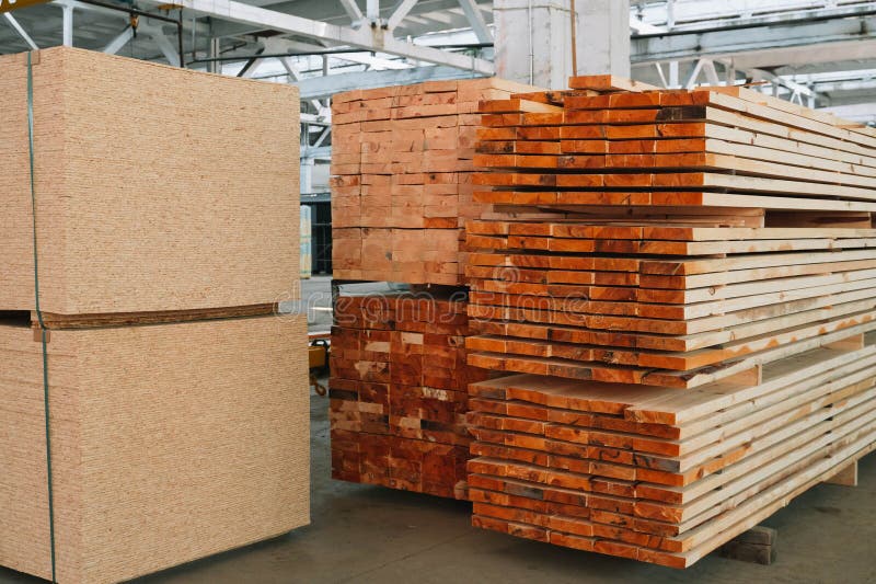 Wooden Boards in a Warehouse of Building Materials Stock Photo - Image ...