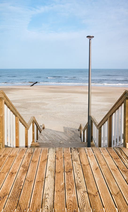 Wooden Boardwalk with a Beach Entrance Stock Image - Image of travel ...
