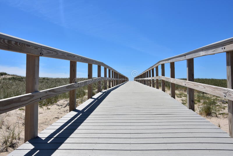 Wooden Boardwalk Over Sand Dunes on Cape Cod Stock Image - Image of ...