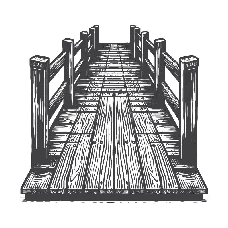 Wooden Boardwalk Vector Design Scenic Path Coastal View Illustration ...