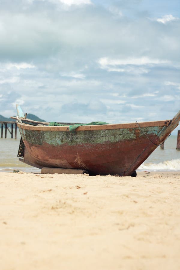 Wooden Boat by the Beach with Great View Stock Photo - Image of ...