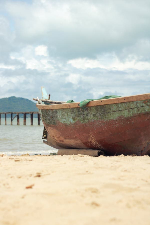 Wooden Boat by the Beach with Great View Stock Photo - Image of shore ...