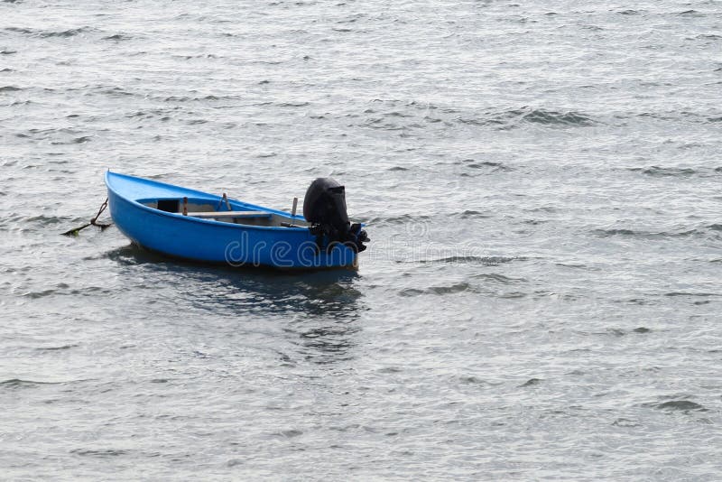 Wooden Boat with a Motor on a Leash Stock Photo - Image of nautical ...