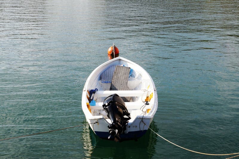 Wooden Boat with a Motor on a Leash at the Pier Stock Image - Image of ...