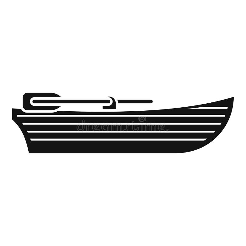 Wooden Boat with Oars for Rowing on Water Icon Stock Illustration ...