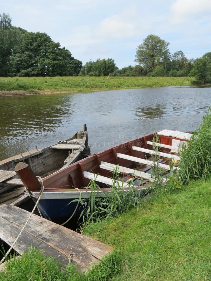 Floating Wooden Bridge in River Stock Photo - Image of beautiful ...