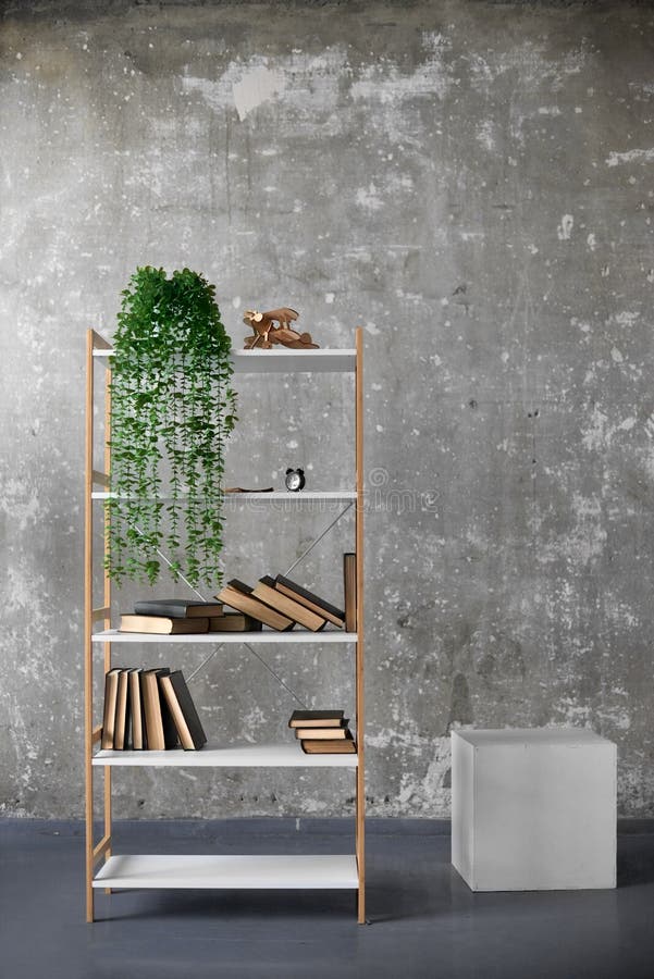 Wooden Book Rack Against the Wall Against the Background of the ...