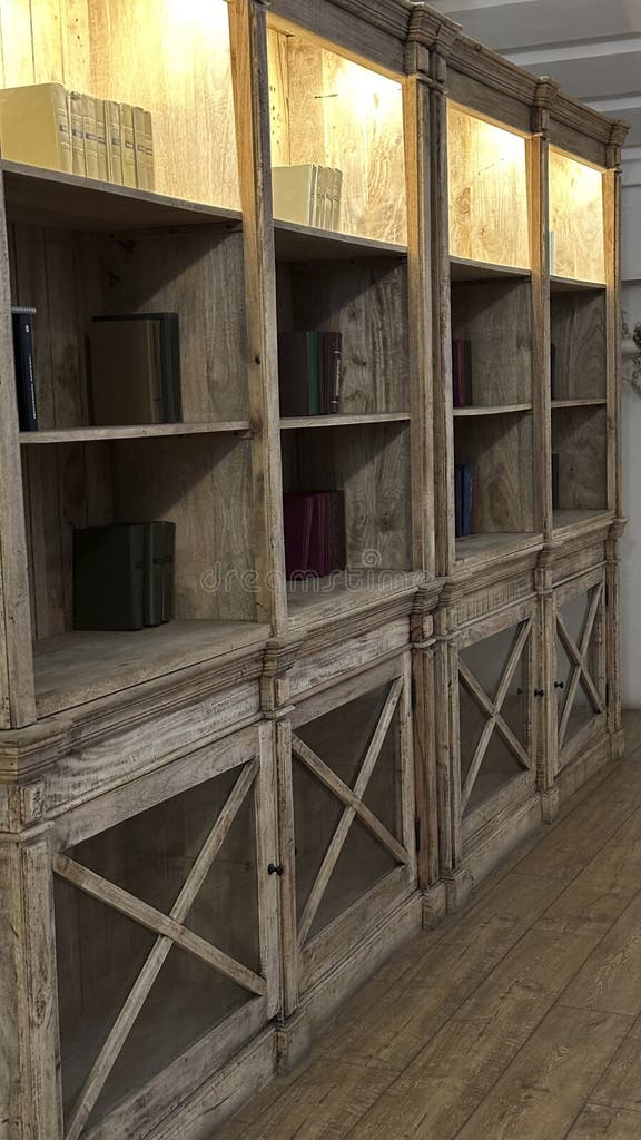 Wooden Bookcase in Rustic Interior. Stock Photo - Image of elegance ...