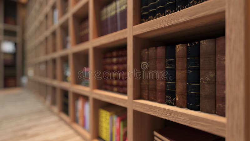 Wooden Bookshelf Full of Books from Library Top View Realistic 3D ...