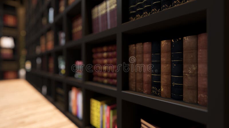 Wooden Bookshelf Full of Books from Library Top View Realistic 3D ...
