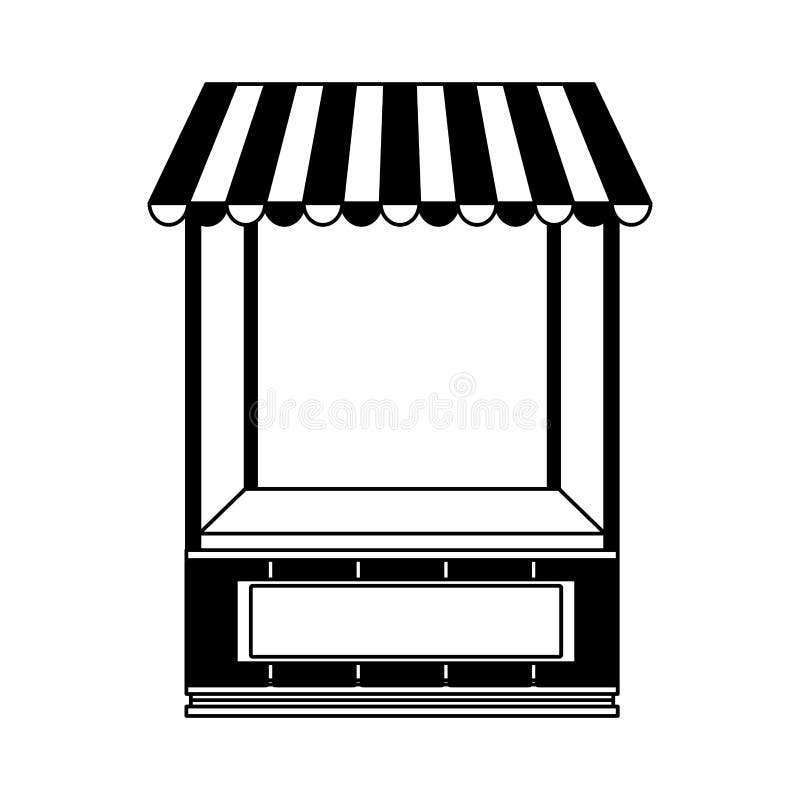 Wooden Booth Stand in Black and White Stock Vector - Illustration of ...
