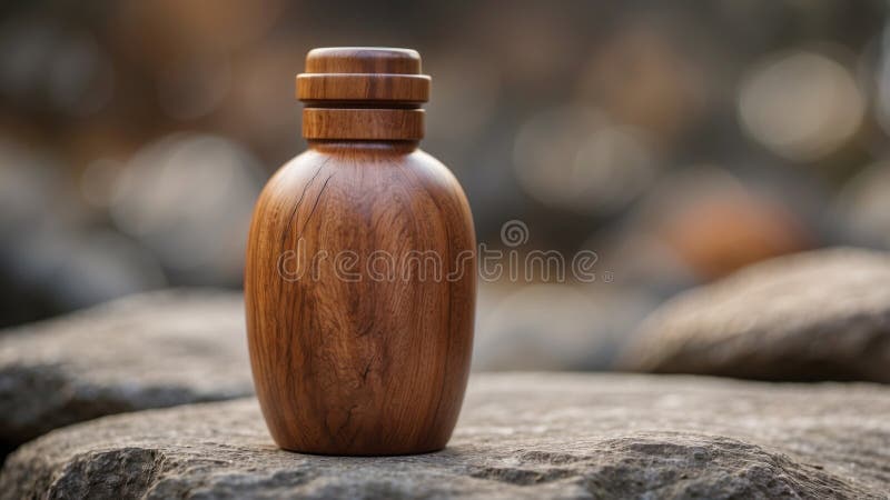 Wooden Bottle on a Stone for Product Presentation. Stock Photo - Image ...
